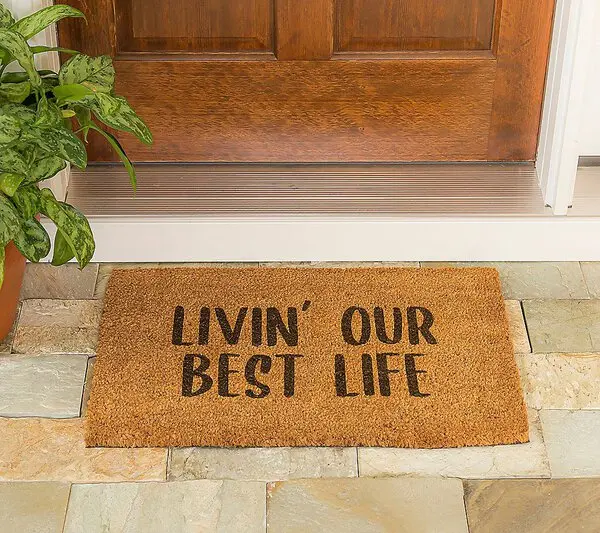 EVERGREEN Livin' Our Best Life' 16x28 Coir Mat - One-color