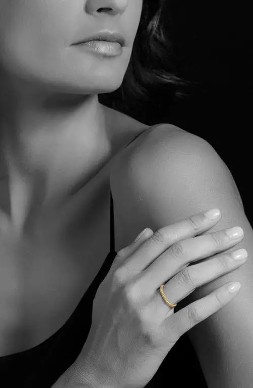 Lagos Caviar Beaded Stacking Ring - Yellow Gold