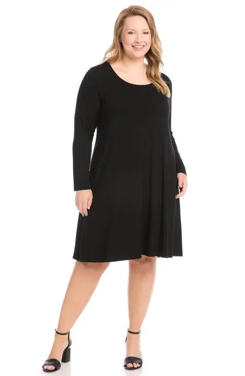 Karen Kane Long Sleeve Jersey Trapeze Dress