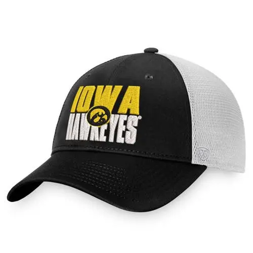Top Of The World White Iowa Hawkeyes Stockpile Trucker Snapback Hat - Black