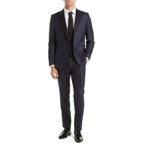 BOSS Huge Virgin Wool Blend Suit - Navy