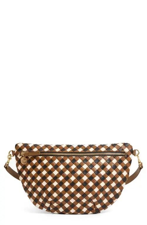 Clare V. Grande Woven Leather Belt Bag - Oat Multi