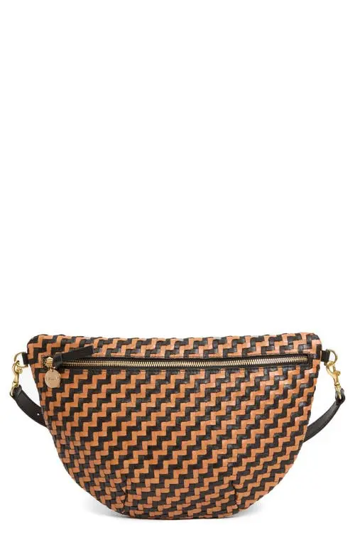 Clare V. Grande Woven Leather Belt Bag - Oat Multi