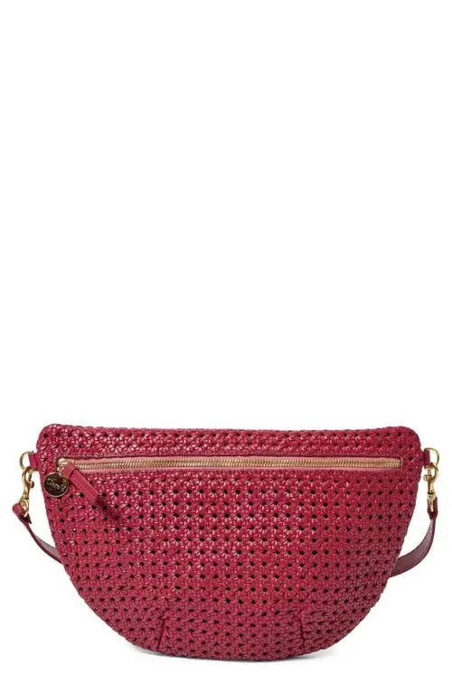 Clare V. Grande Woven Leather Belt Bag - Plummy