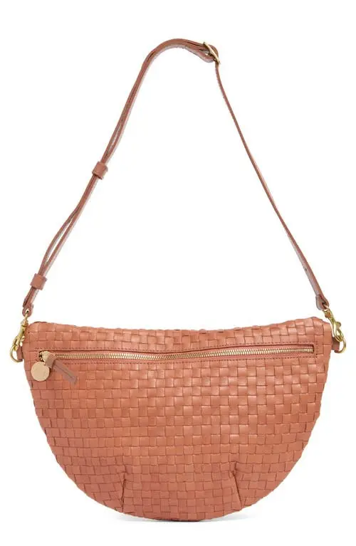 Clare V. Grande Woven Leather Belt Bag - Rose Clay