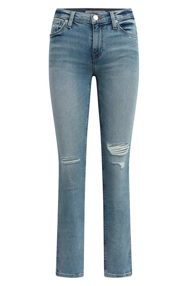 Hudson Jeans Nico Ripped Ankle Straight Leg Jeans