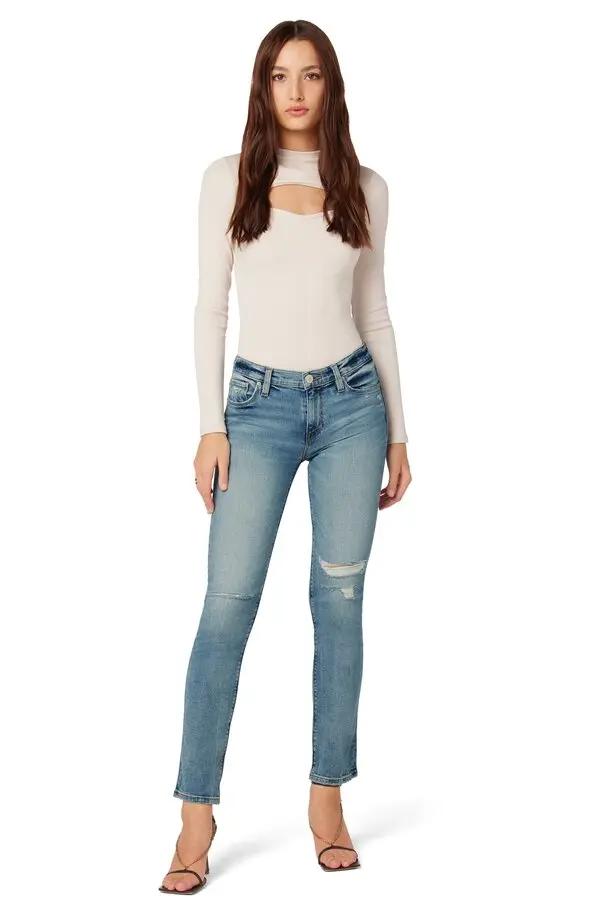 Hudson Jeans Nico Ripped Ankle Straight Leg Jeans