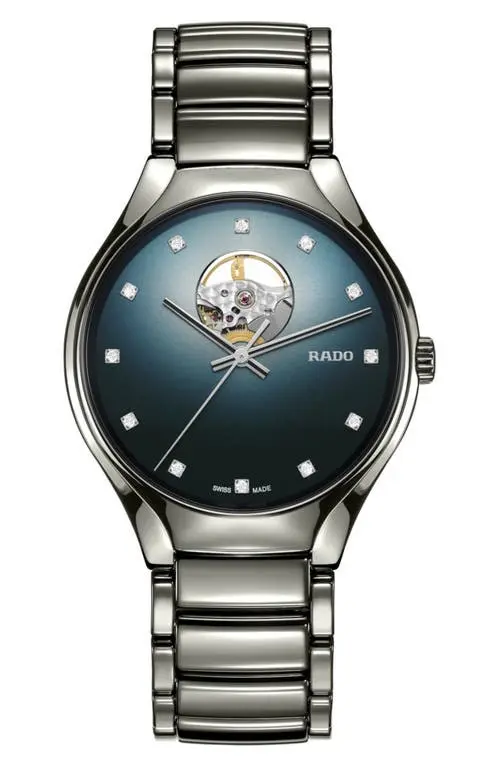 RADO True Secret Diamond Ceramic Bracelet Watch - Blue