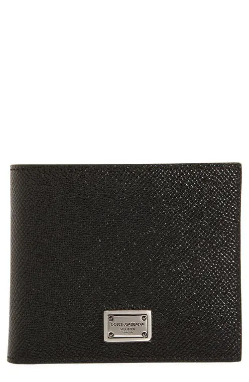 Dolce & Gabbana Logo Plaque Leather Bifold Wallet - Black