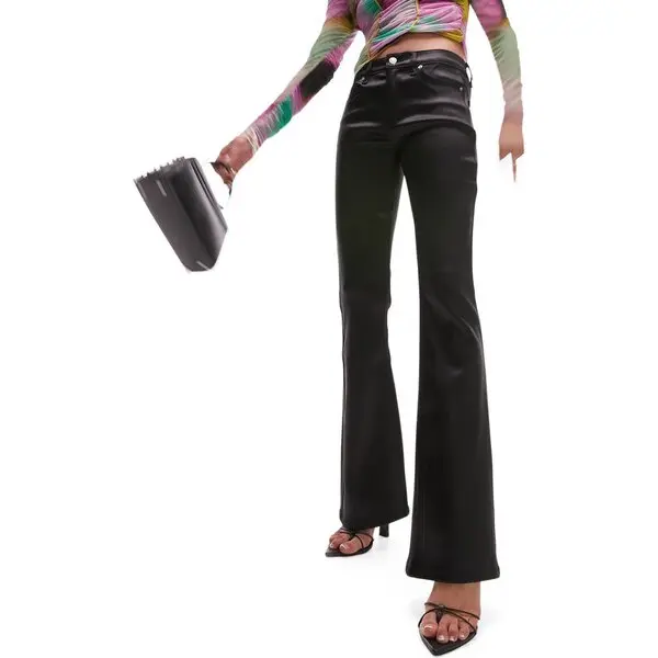 Topshop Coated Bootcut Jeans