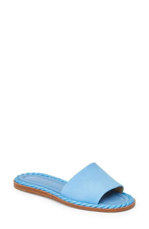 Lafayette 148 New York Suede Slide Sandal - Cool Blue