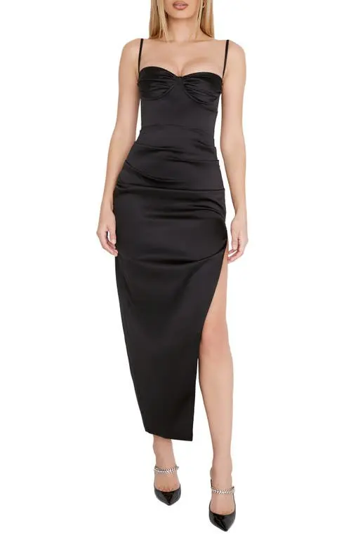House Of Cb Flora Pleated Corset Midi Dress