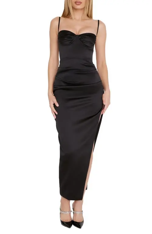 House Of Cb Flora Pleated Corset Midi Dress