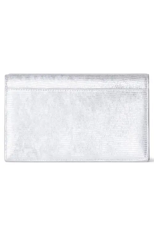 Akris Anouk Lizard Embossed Leather Envelope Wallet On A Chain - Silver Metallic