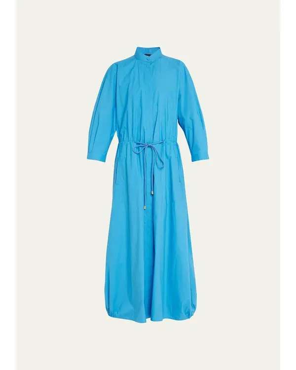 Giorgio Armani Poplin Dress W/ Drawcord Waist - Turquoise