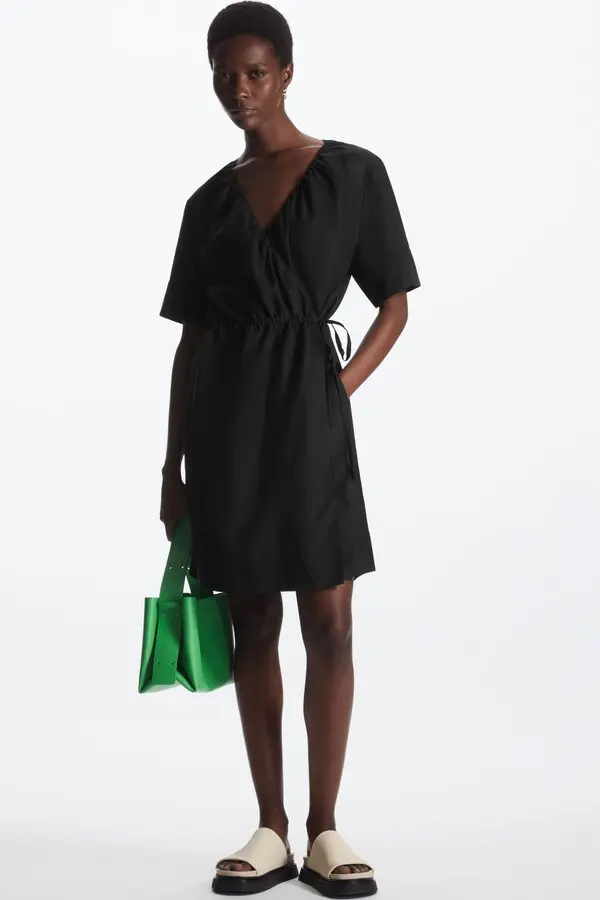 Cos Mini Linen-blend Wrap Dress