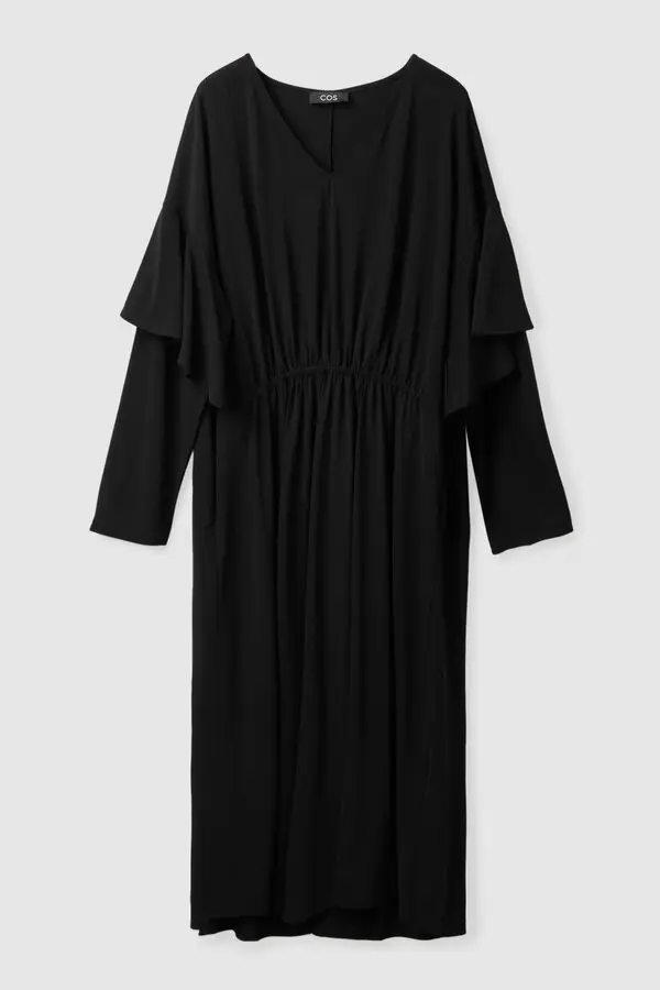 champagne satin dress long sleeve Champagne Satin Evening Dress Fit Flare Long Sleeve Party Formal Dress Champagne / 22W main image 1
