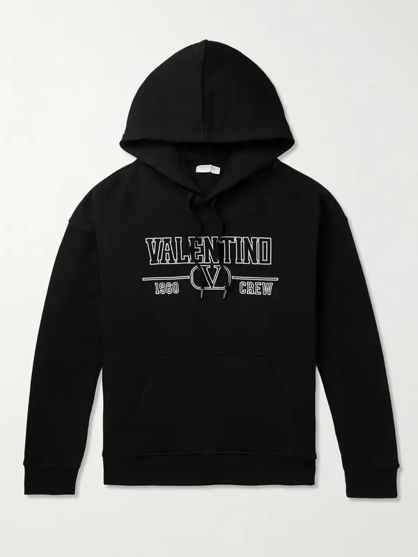 Valentino Garavani Logo-embroidered Cotton-jersey Hoodie