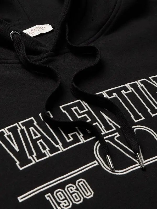 Valentino Garavani Logo-embroidered Cotton-jersey Hoodie