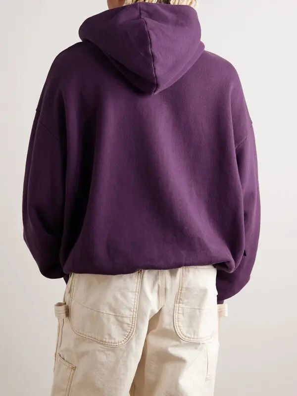 Kapital Scarf-Detail Logo-Print Cotton-Jersey Hoodie - Purple 