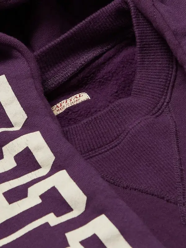 Kapital Scarf-Detail Logo-Print Cotton-Jersey Hoodie - Purple 