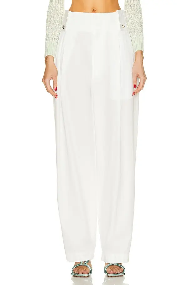 Bottega Veneta Pleated Wide Leg Trouser - Chalk