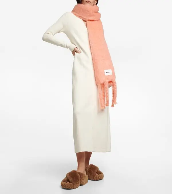JIL SANDER Mohair And Wool-blend Scarf - Pink