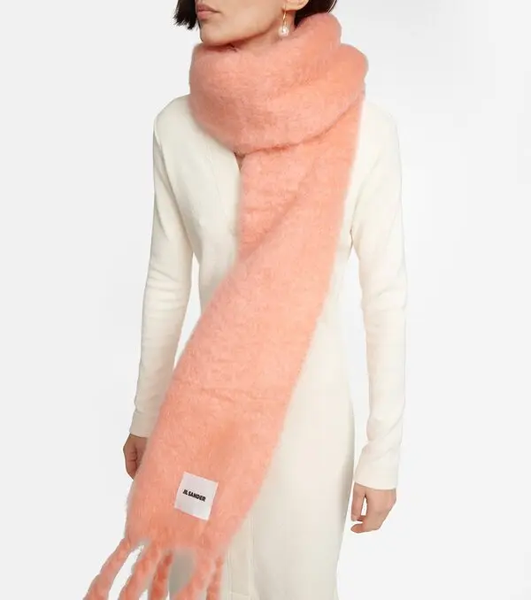 JIL SANDER Mohair And Wool-blend Scarf - Pink