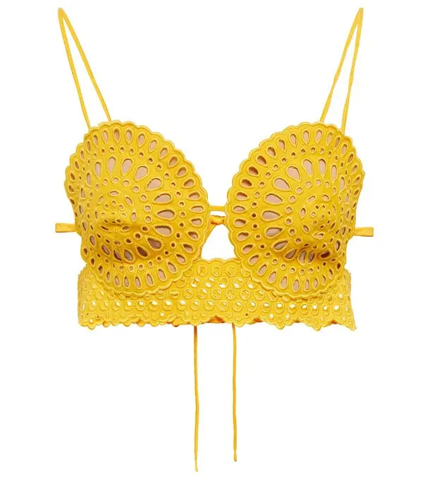 Stella McCartney Broderie Anglaise Crop Top - Yellow
