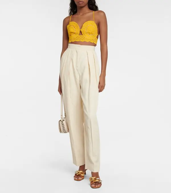 Stella McCartney Broderie Anglaise Crop Top - Yellow