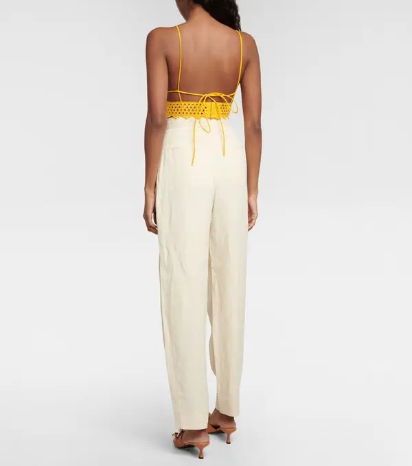 Stella McCartney Broderie Anglaise Crop Top - Yellow