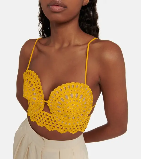 Stella McCartney Broderie Anglaise Crop Top - Yellow