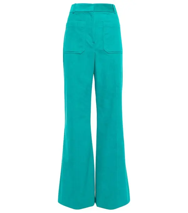 Victoria Beckham Alina Wide-leg Corduroy Pants - Turquoise
