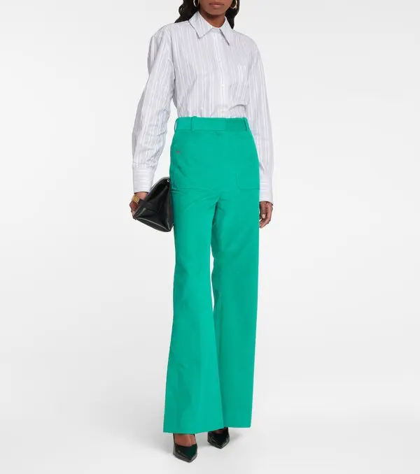 Victoria Beckham Alina Wide-leg Corduroy Pants - Turquoise