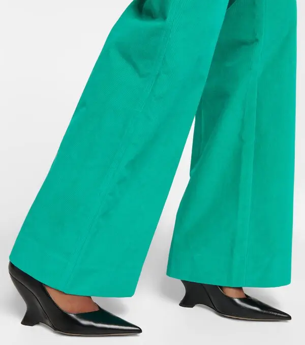 Victoria Beckham Alina Wide-leg Corduroy Pants - Turquoise