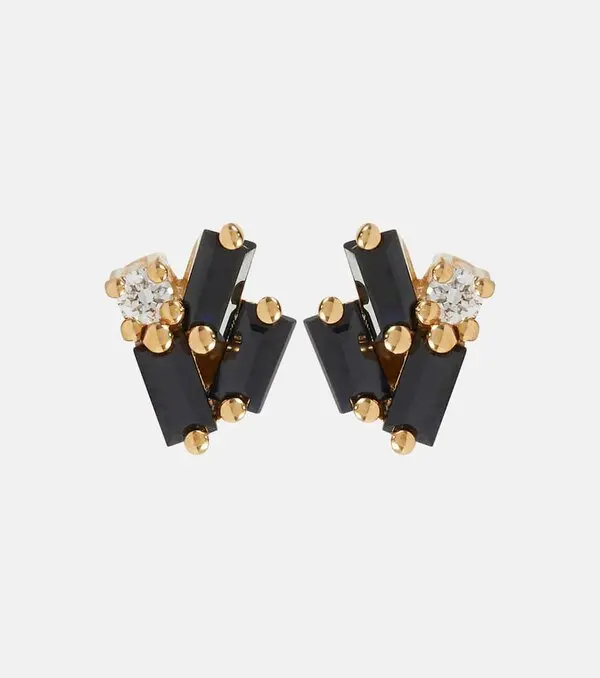 SUZANNE KALAN Fireworks 18kt Gold Earrings With Sapphires And Diamonds - Black