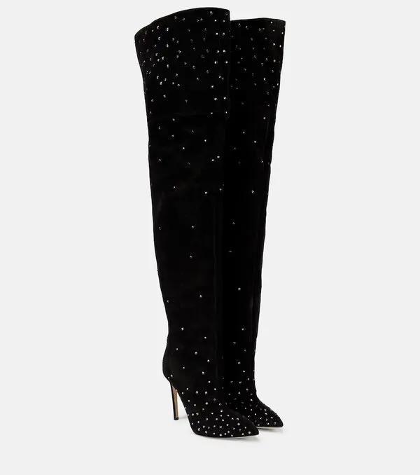 Paris Texas Embellished Suede Over-the-knee Boots