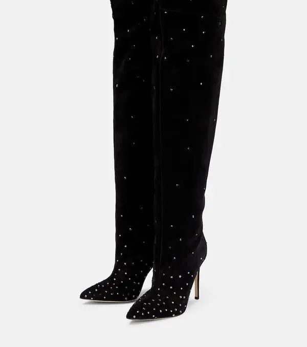 Paris Texas Embellished Suede Over-the-knee Boots