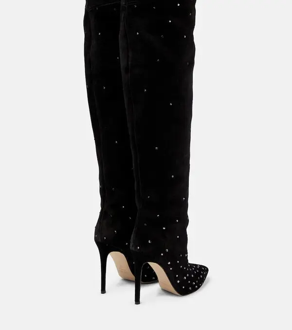 Paris Texas Embellished Suede Over-the-knee Boots