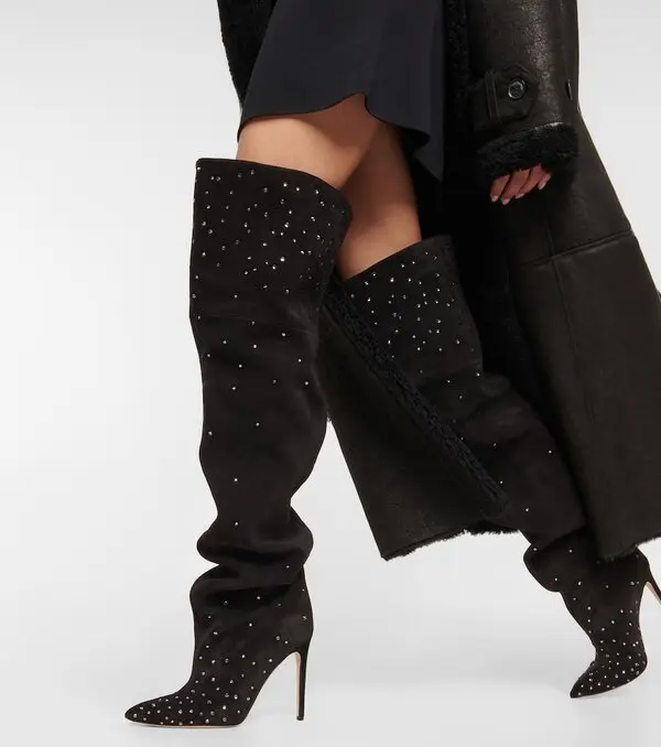 Paris Texas Embellished Suede Over-the-knee Boots