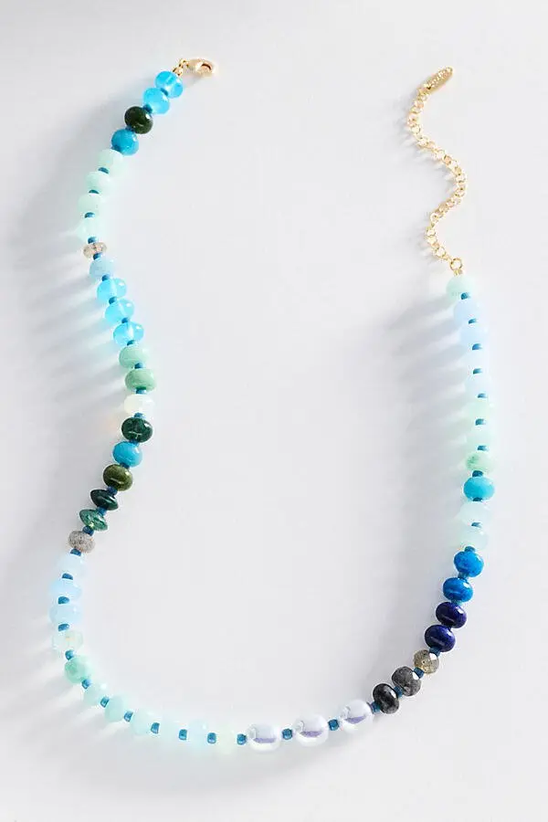 Anthropologie Rabow Stone Necklace - Blue Metallic
