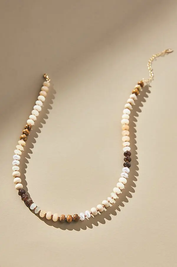 Anthropologie Rabow Stone Beaded Necklace - Dune