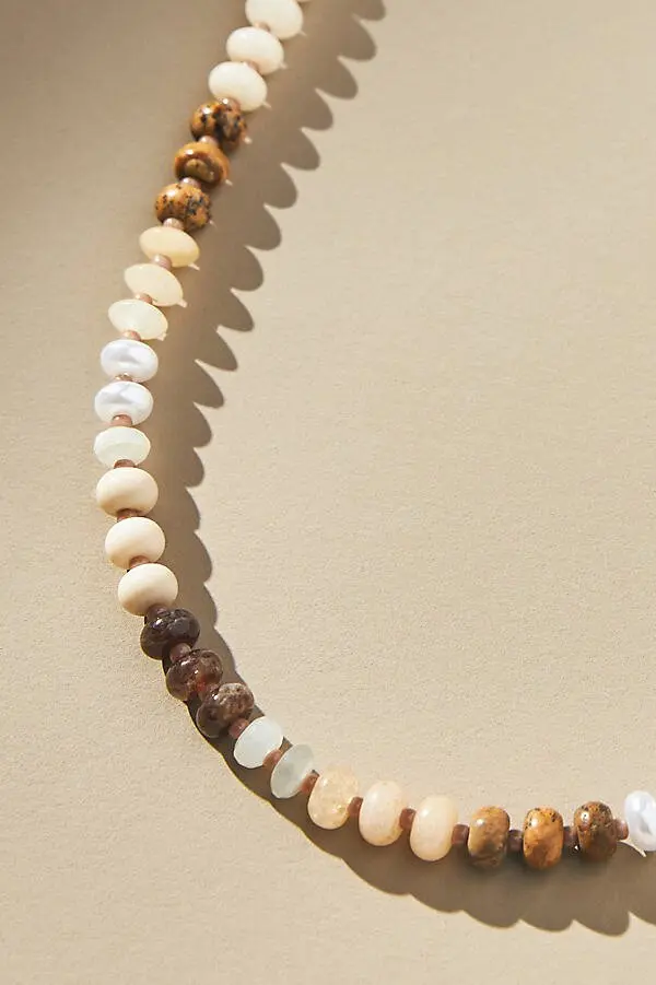 Anthropologie Rabow Stone Beaded Necklace - Dune
