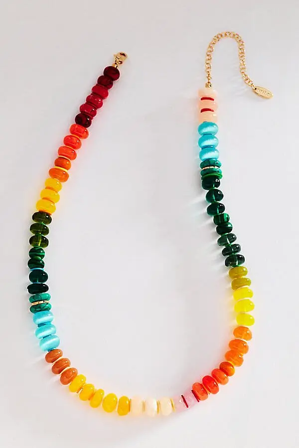 Anthropologie Rabow Stone Necklace - Muted Rainbow