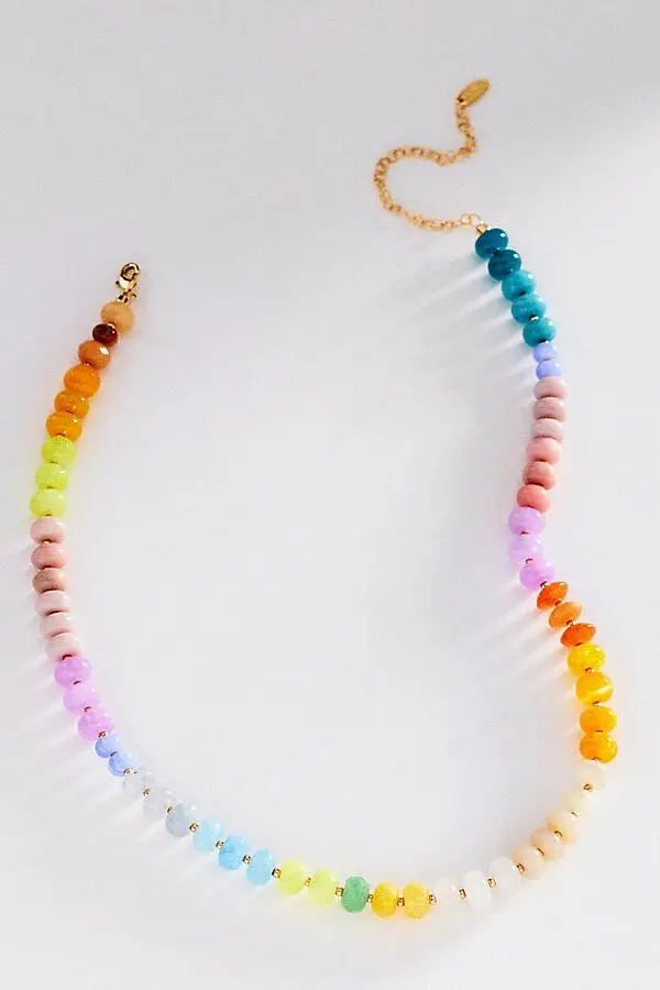 Anthropologie Rabow Stone Necklace - Purple Pattern