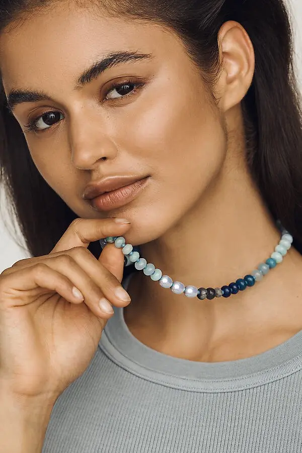 Anthropologie Rabow Stone Necklace - Turquoise