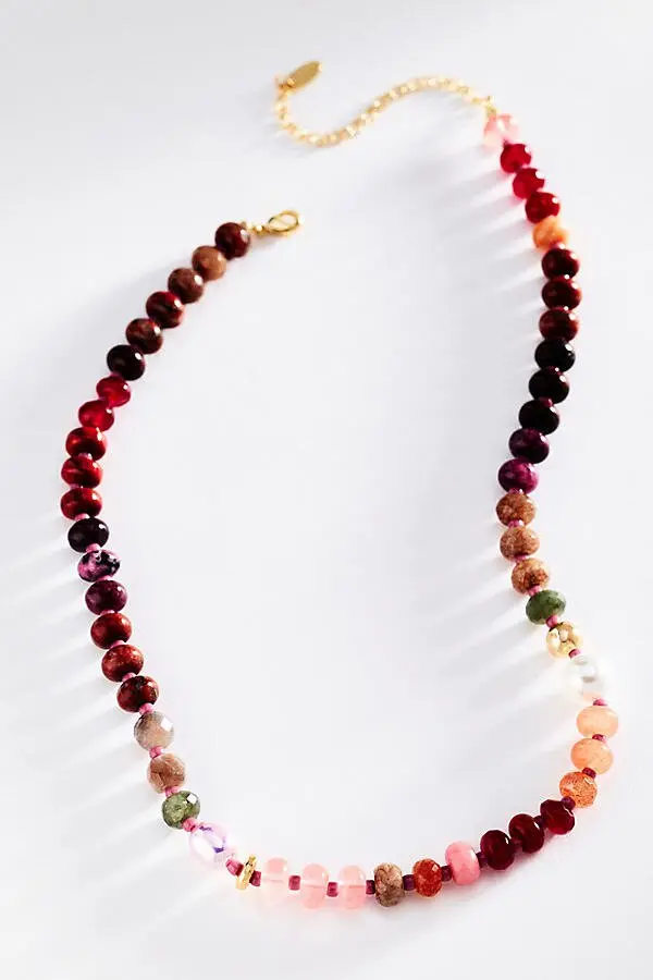 Anthropologie Rabow Stone Necklace - Wine