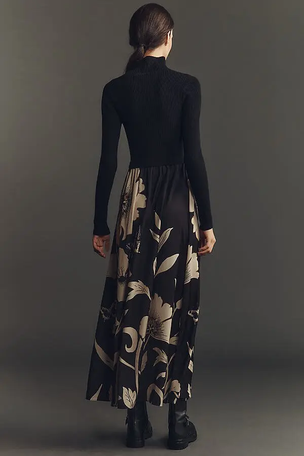 Anthropologie Thea Long-Sleeve Twofer Maxi Dress In Black Floral - 36% Off  | Editorialist