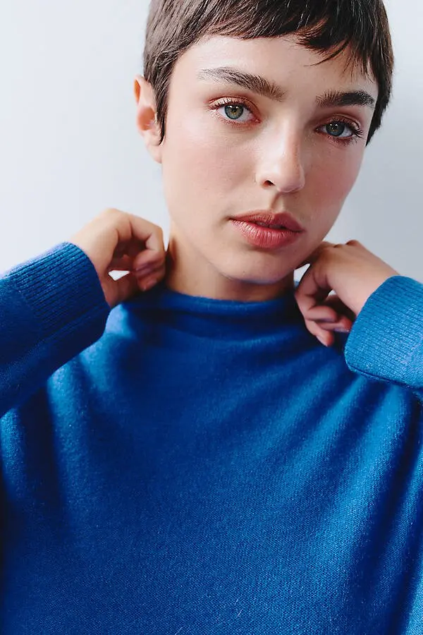 PILCRO Alani Cashmere Mock-neck Sweater - Cobalt