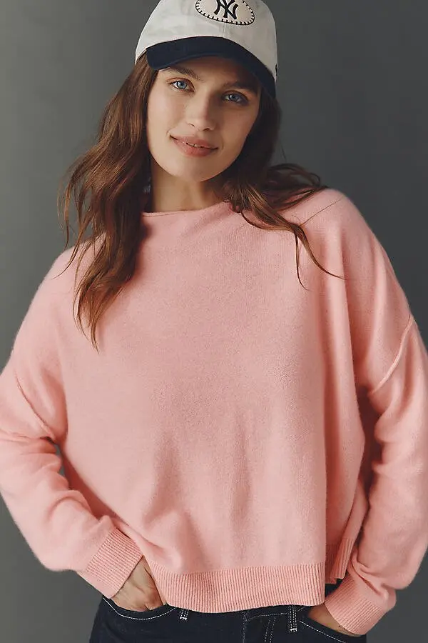PILCRO Alani Cashmere Mock-neck Sweater - Frosted Pink